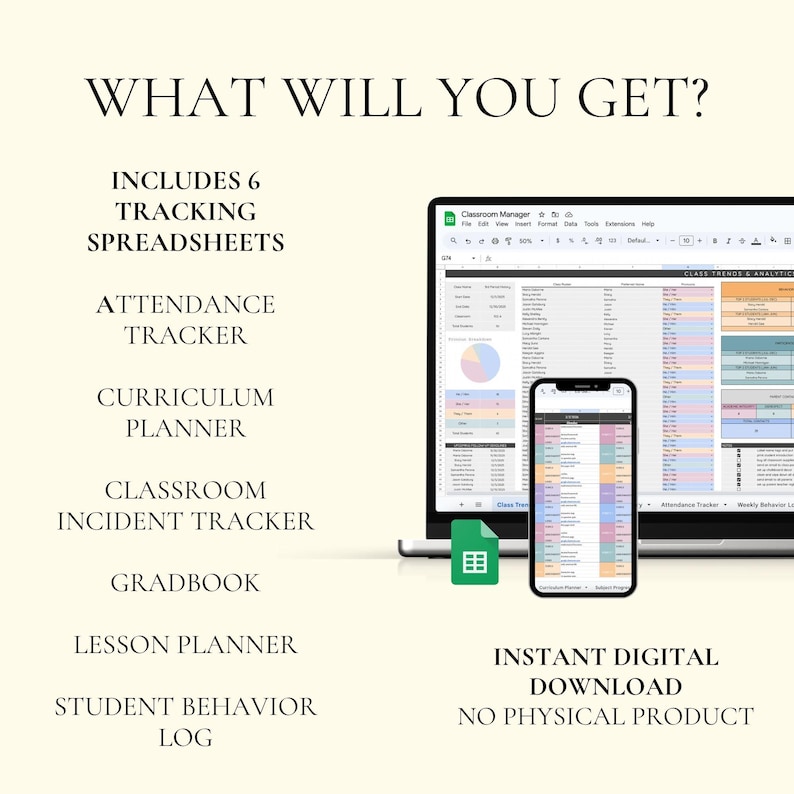 Teacher Planner Bundle Spreadsheet Gradebook Attendance Tracker ...