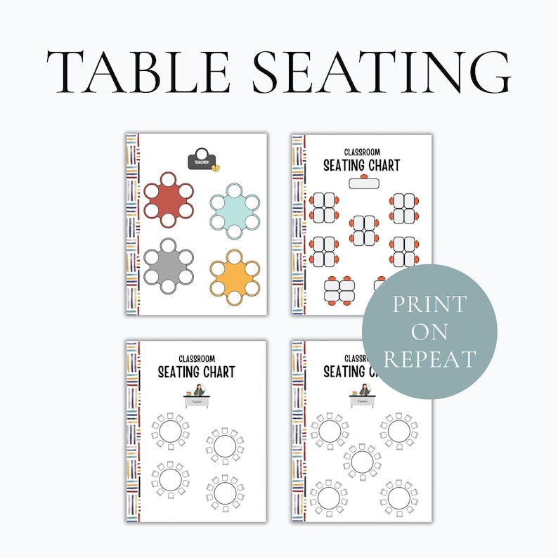 Classroom Seating Chart Printable Teacher Seating Template Desk Group ...