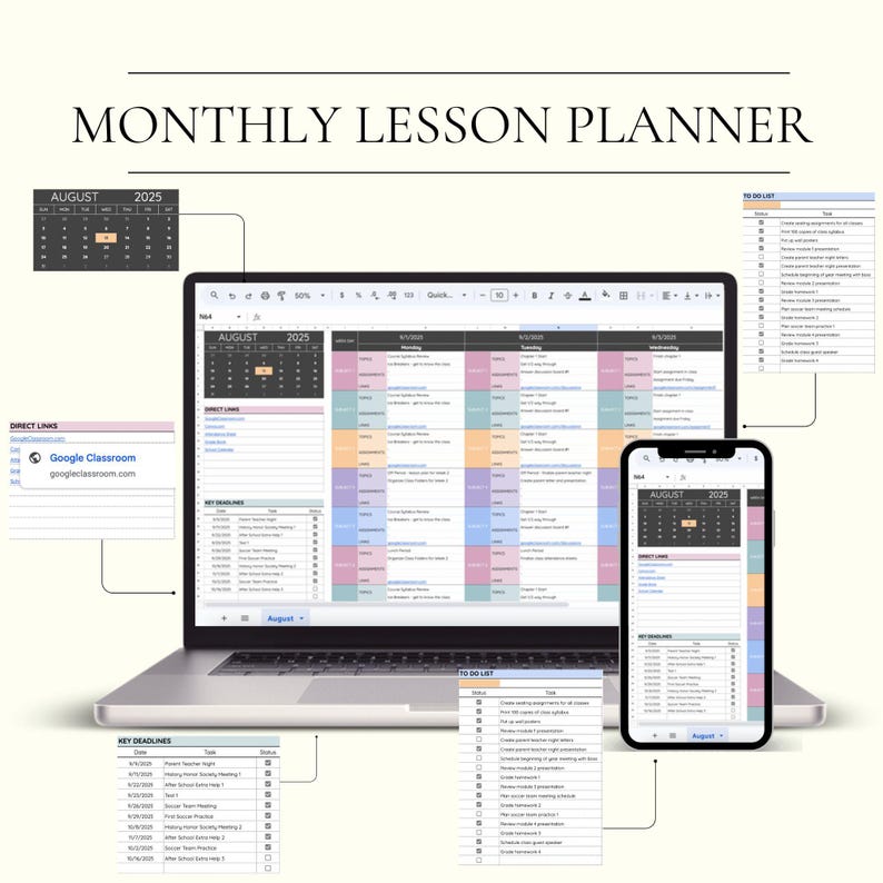 Teacher Lesson Planner 2026 Academic Calendar Digital Lesson Plan ...