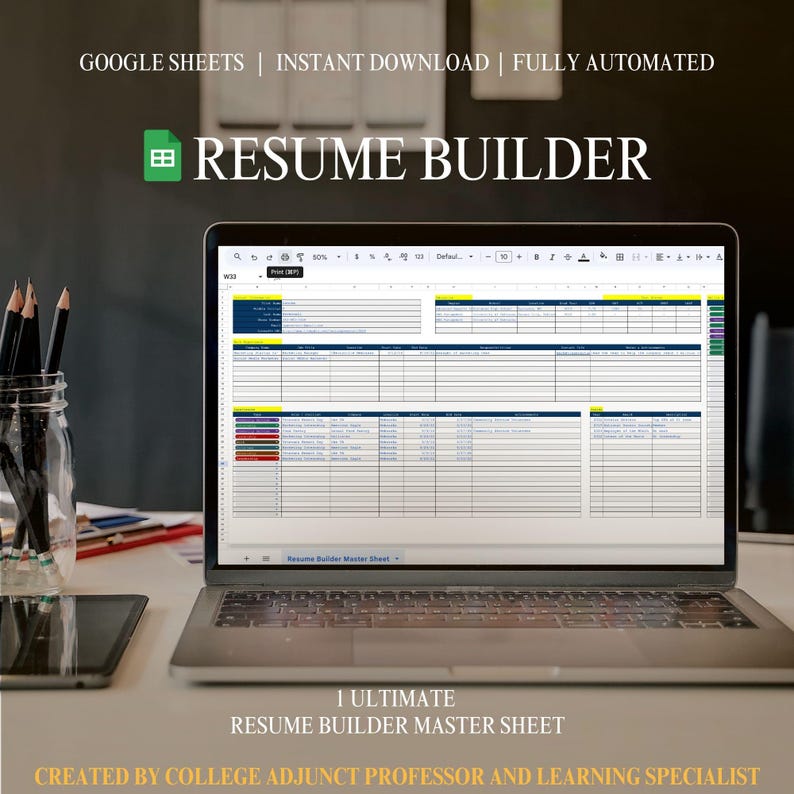 Resume Builder Template Spreadsheet Google Sheets Resume Building Kit ...