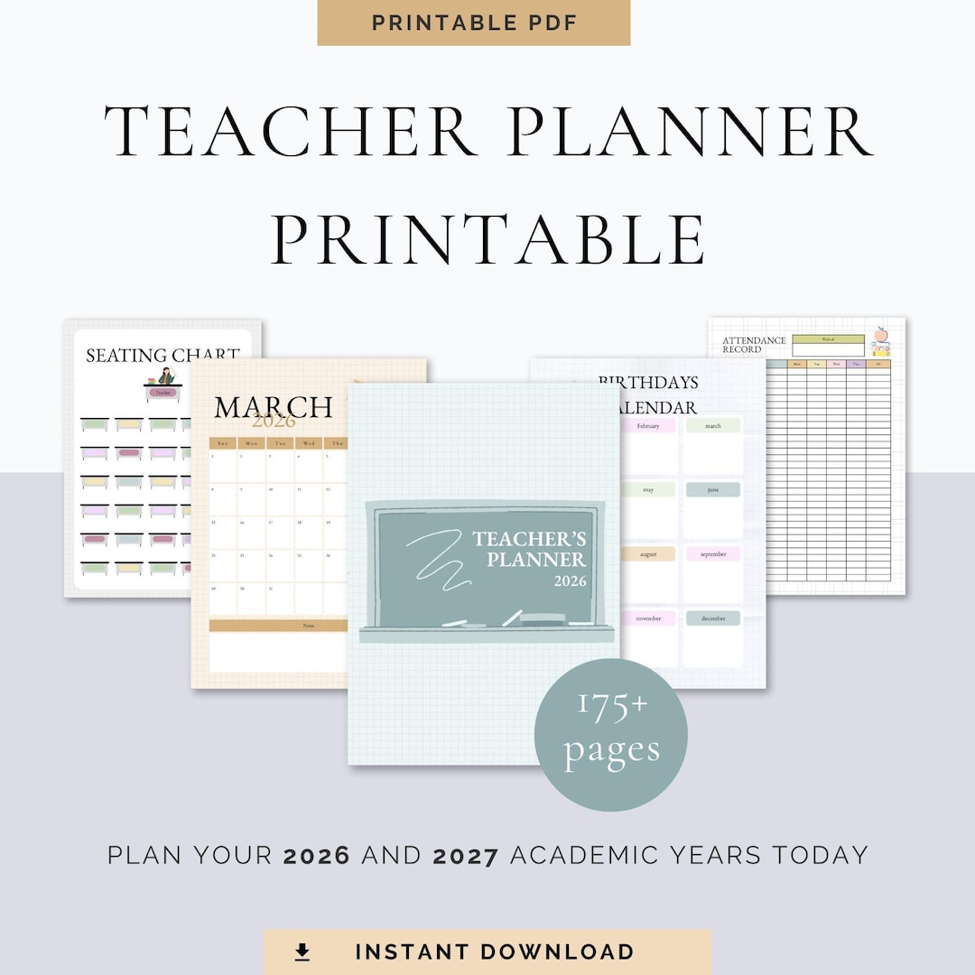 Digital Printable Teacher Planner 2026-2027 Lesson Planner PDF ...