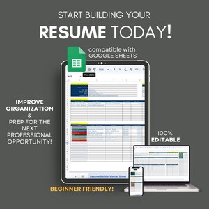 Resume Builder Template Spreadsheet Google Sheets Resume Building Kit ...