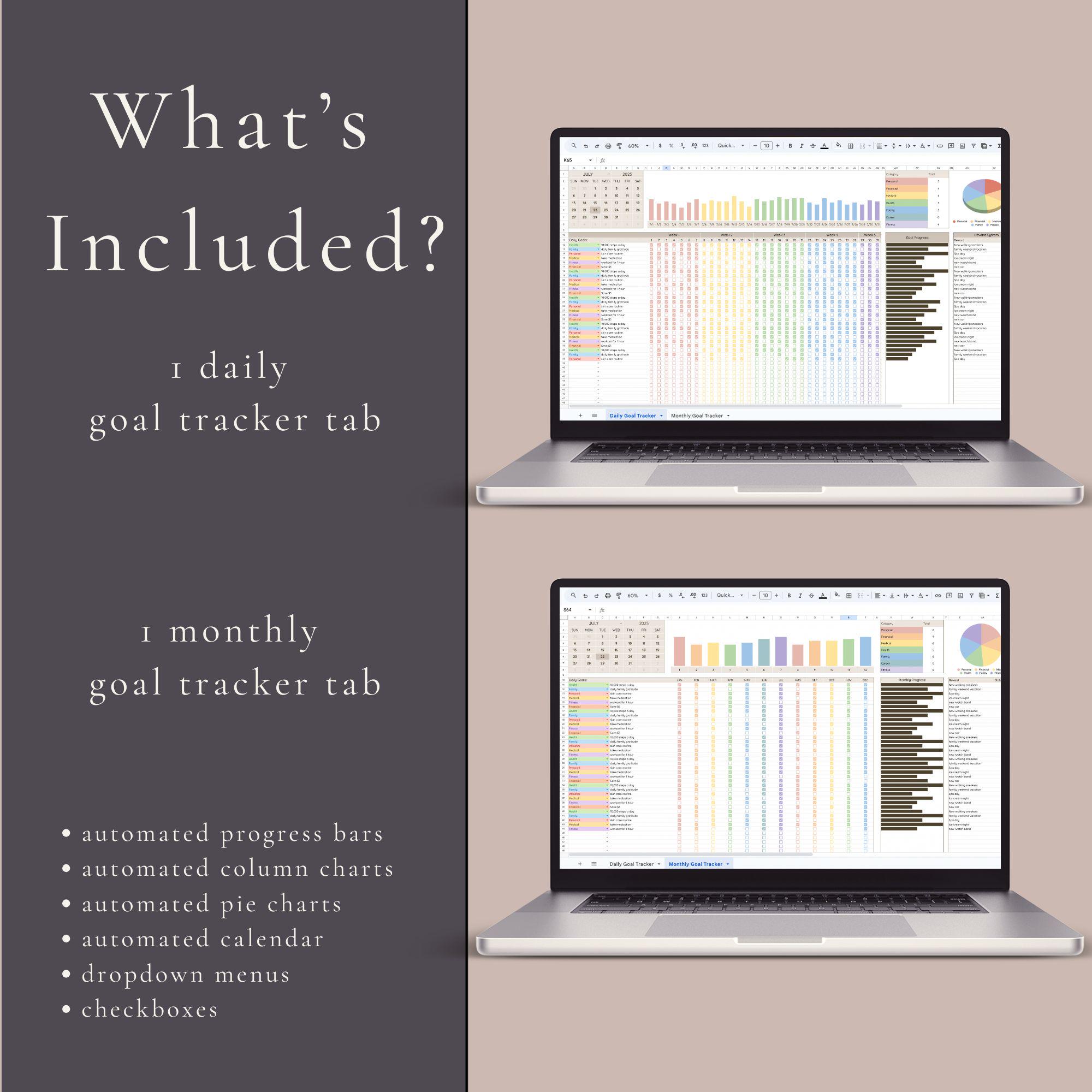 Goal Planner Spreadsheet | Daily & Monthly Goal Tracker (digital ...