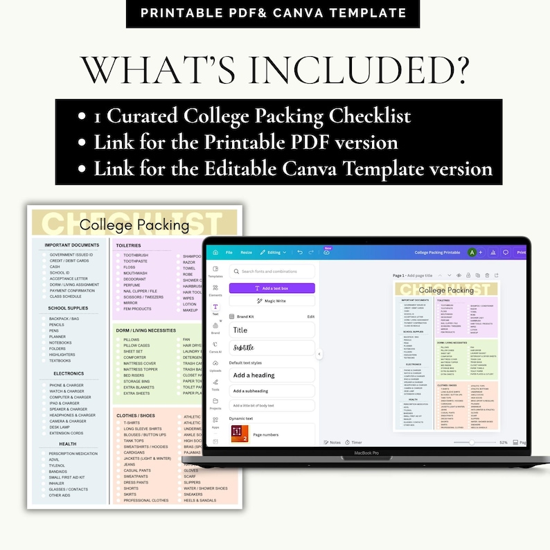College Packing Lists for Girls Dorm Room Checklist College Student ...