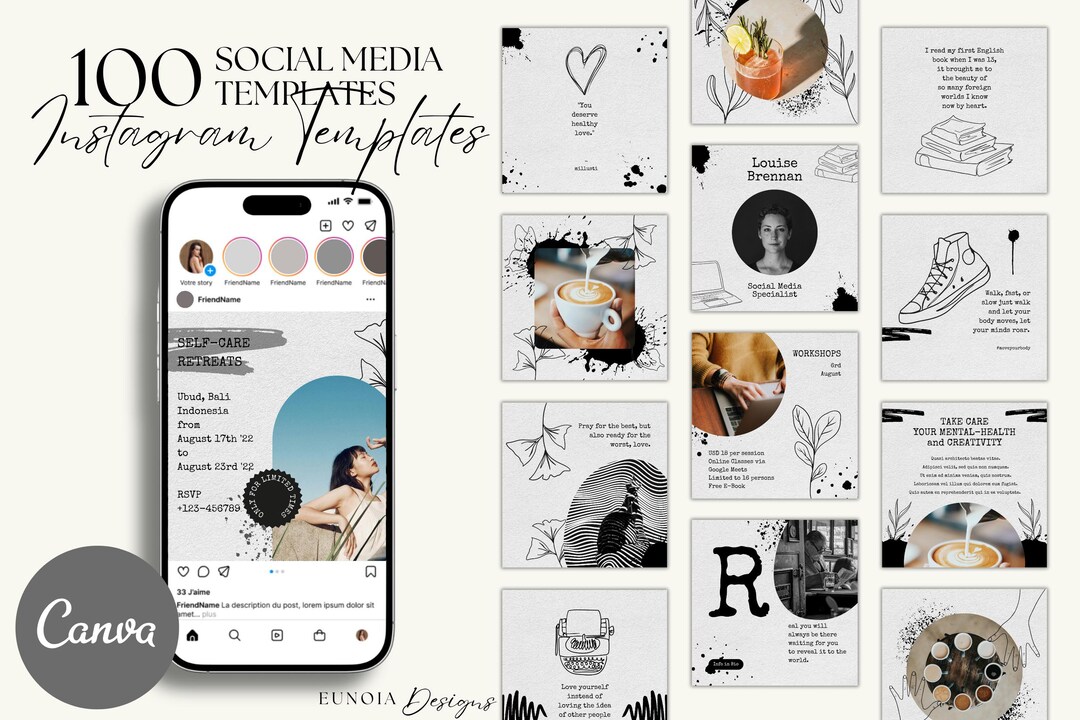 100 BUNDLE Typewriter Aesthetic Instagram Templates | Poets Writers ...