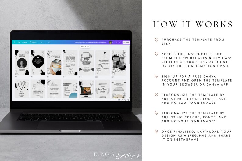 100 BUNDLE Typewriter Aesthetic Instagram Templates | Poets Writers ...