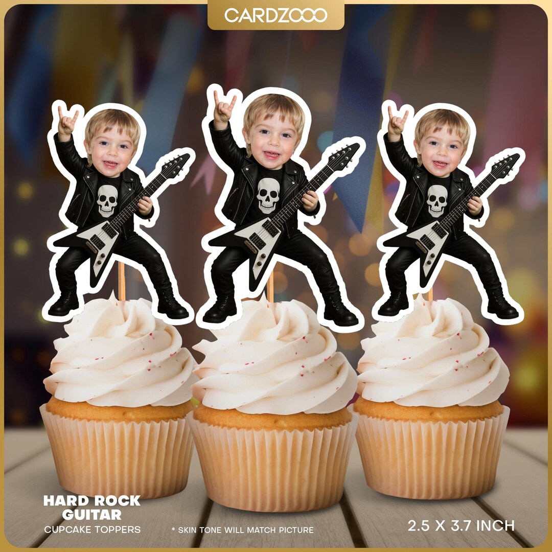 Rockstar Custom Face Cupcake Toppers – Personalized Printable for Rock ...