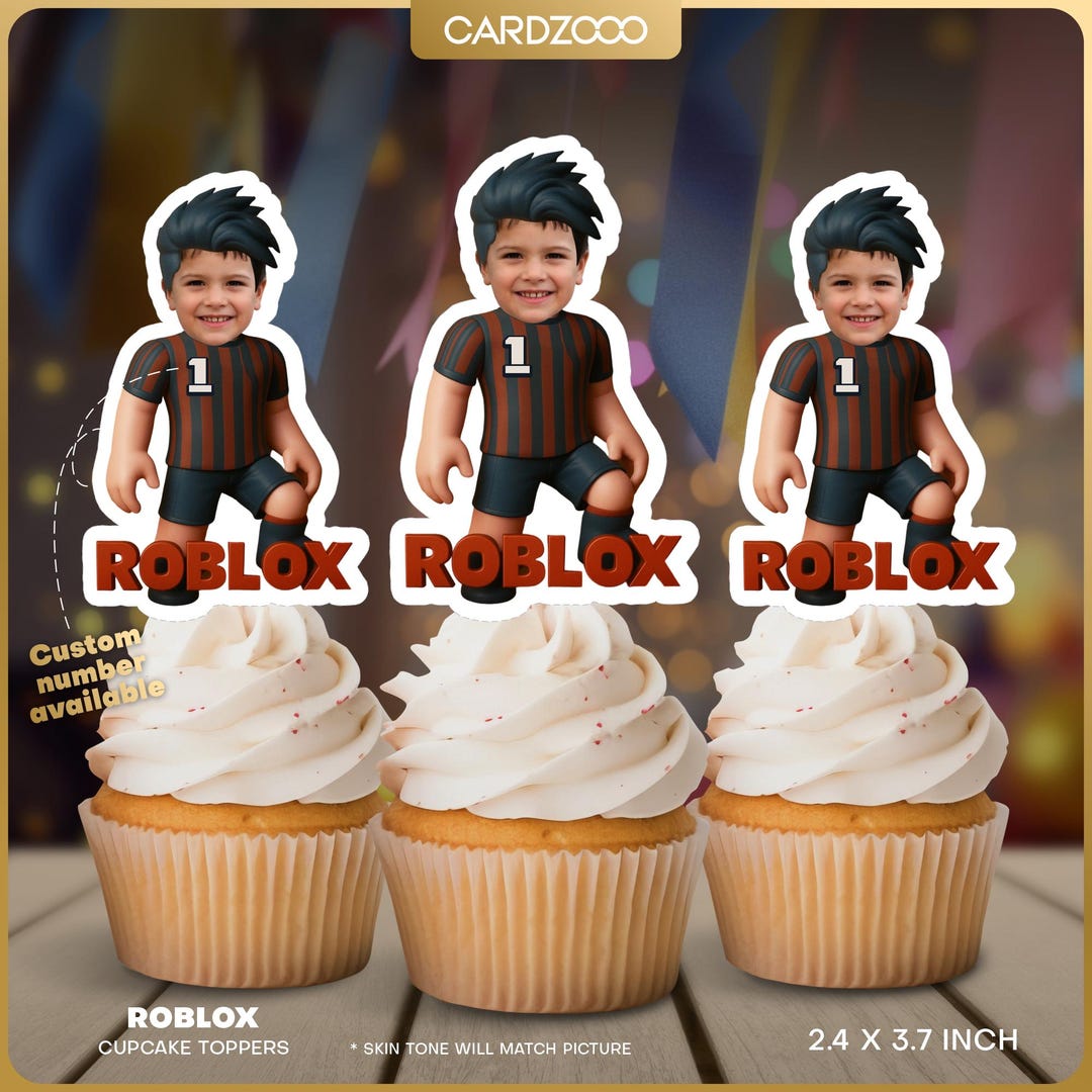 Brick Soccer Avatar Cupcake Toppers – Custom Face Birthday Decor ...