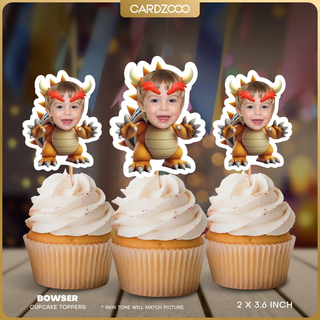 Bowser Custom Face Cupcake Toppers - Etsy