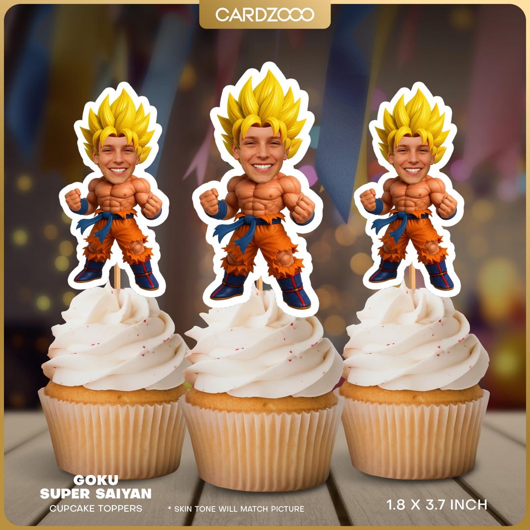Goku Custom Face Cupcake Toppers - Etsy