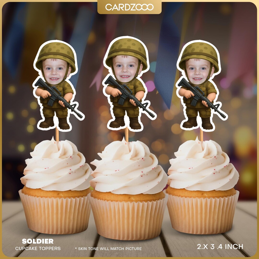 Custom Face Soldier Cupcake Toppers - Etsy