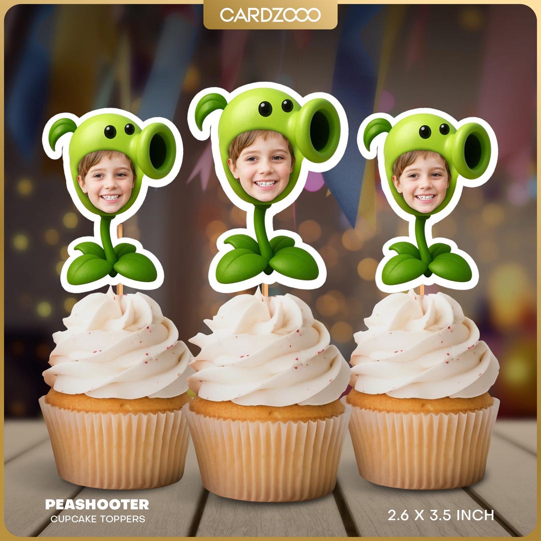 Pea Shooter Custom Face Cupcake Toppers - Etsy