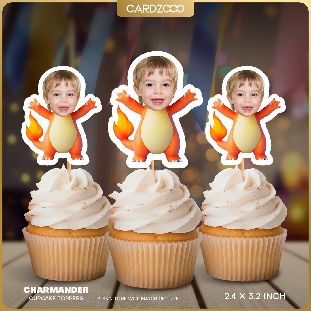 Charmander Custom Face Cupcake Toppers - Etsy