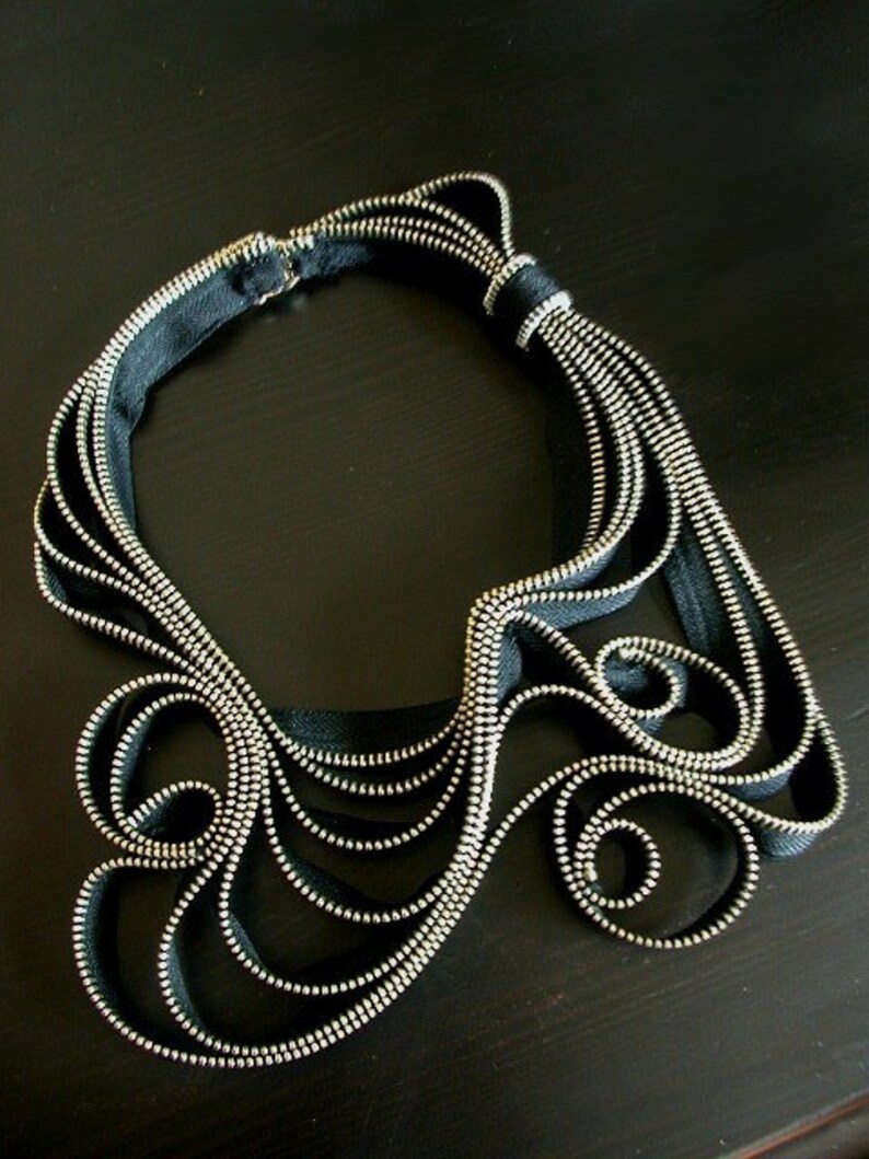 The Tangled Metal Zipper Necklace - Etsy UK