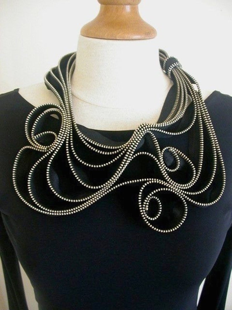 The Tangled Metal Zipper Necklace - Etsy UK