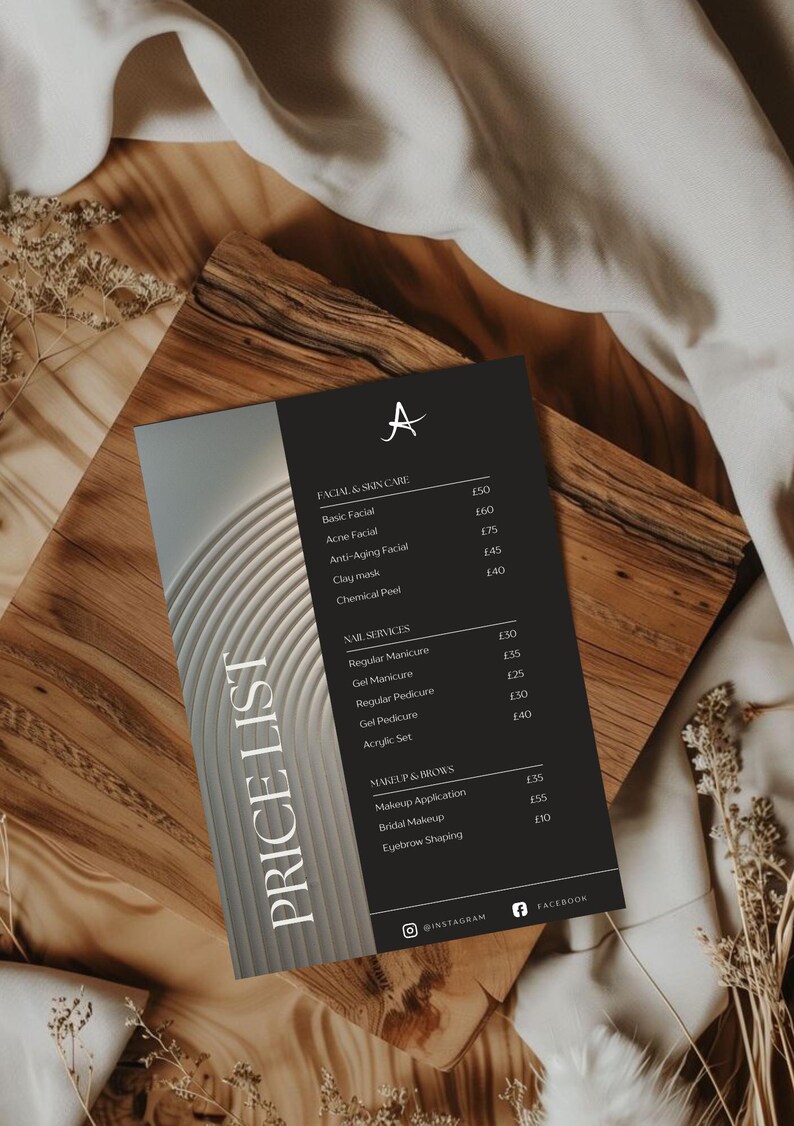 Editable Beauty Price List Template | Customisable Canva Salon Price ...