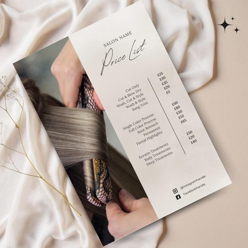 Editable Aesthetic Price List Template Canva Salon Service Menu ...