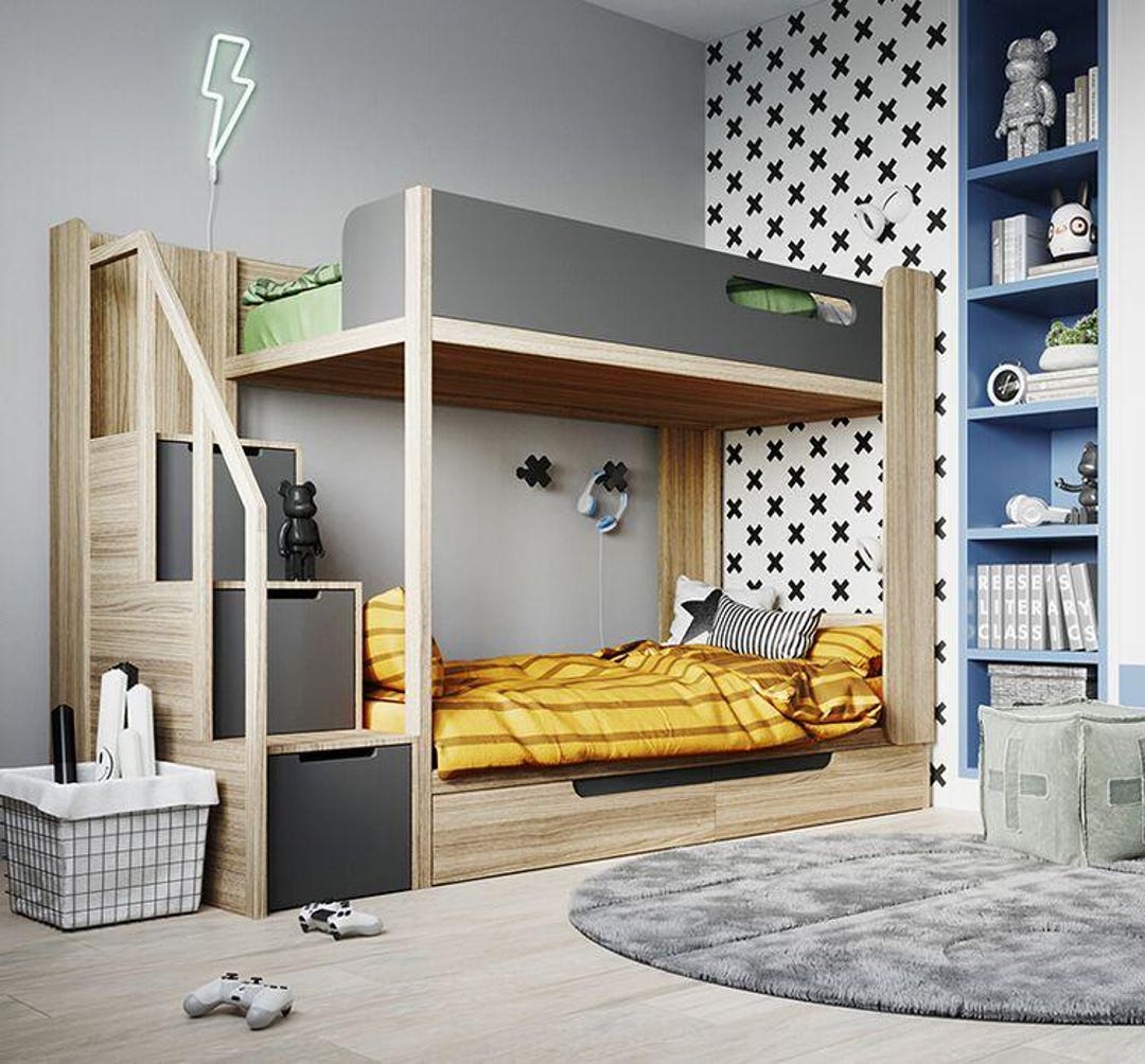 House Bunk Bed With Playground, Slide, Swing, With Sport Complex ...
