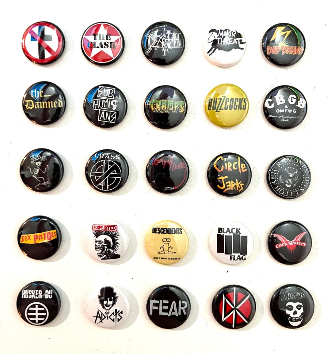 Punk Rock Starter Kit #1 - Classic Punk Buttons Pinbacks - 25 Assorted ...