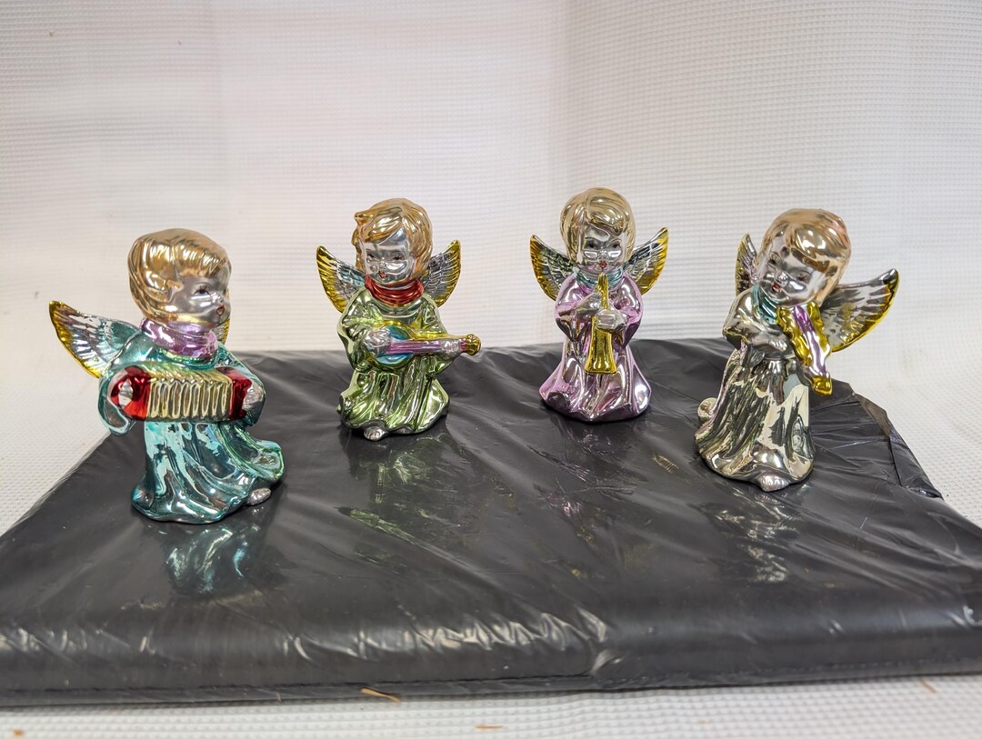 Set of Four Glossy Resin Angels Playing Instruments - Etsy