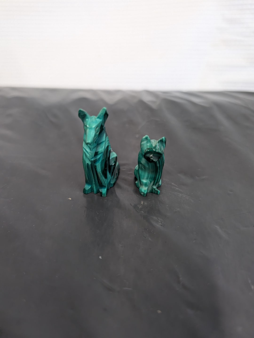 Set of Two Malachite Dog Statues - Etsy