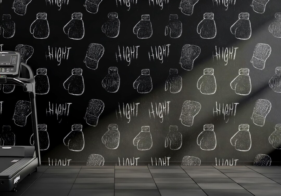 Boxing Gloves Pattern Wallpaper, Gym Wall Decor, Peel and Stick Sports ...