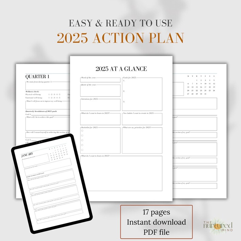 2025 Action Plan | Quarterly Planner | Printable Monthly Goal Planner ...