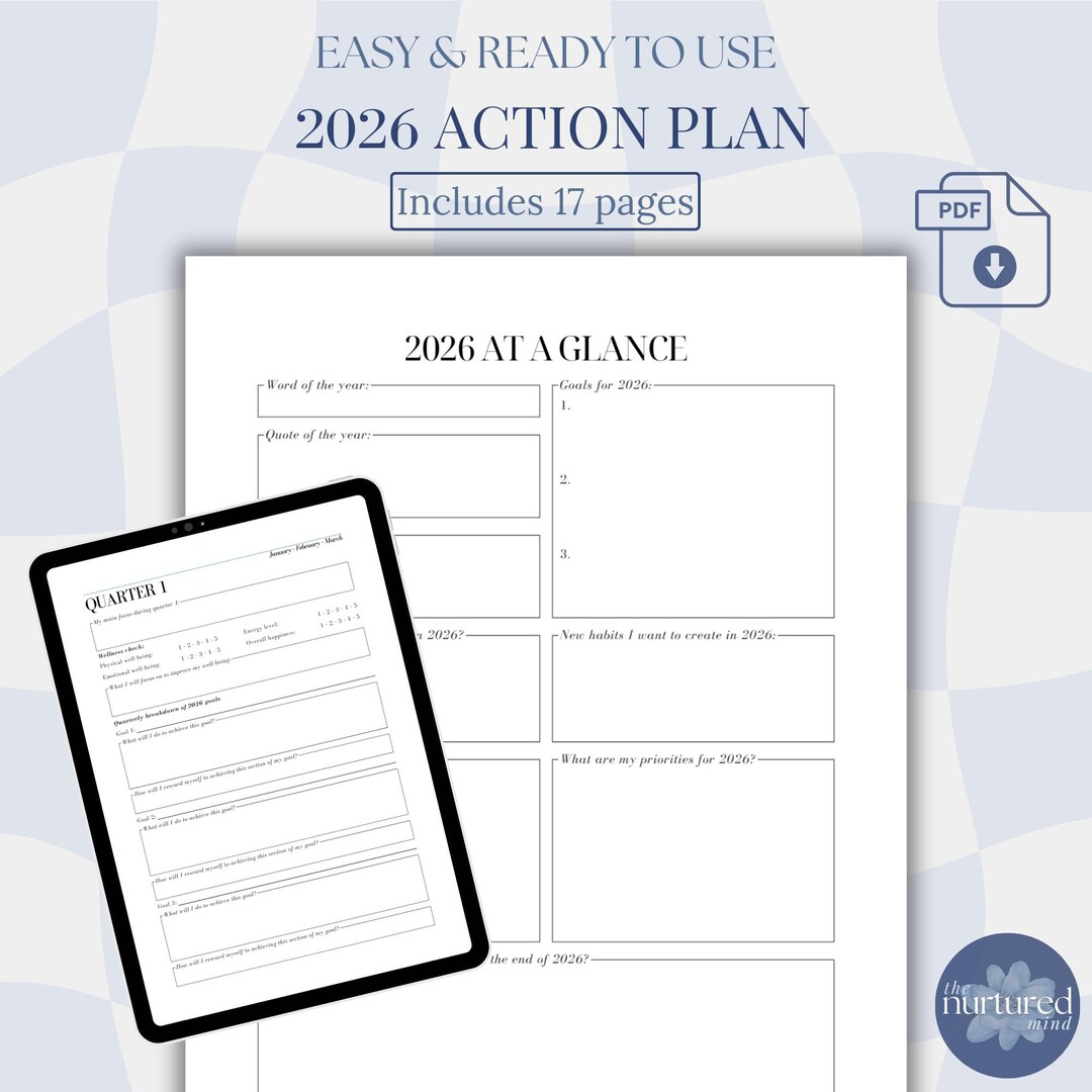 2026 Action Plan: Setting Goals for the New Year (A4/A5/US Letter Sizes ...