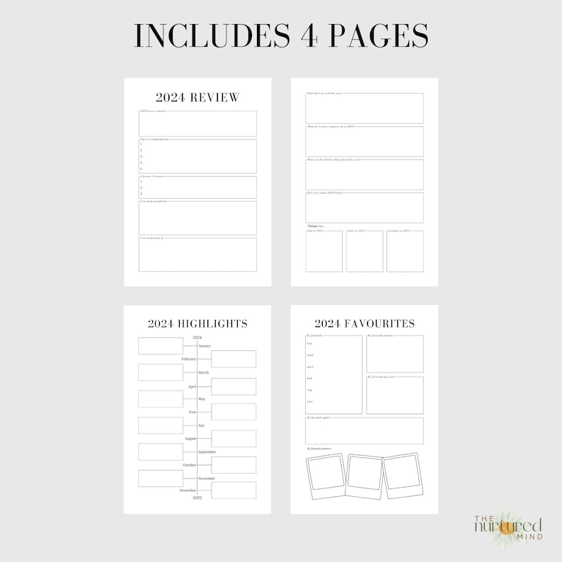 Digital/printable 2024 Yearly Review Pages | End of the Year Reflection ...