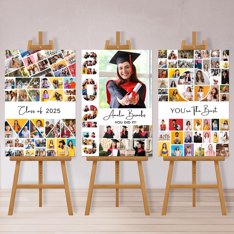 Graduation Photo Collage Template, Class of 2025, Graduation Gift for ...