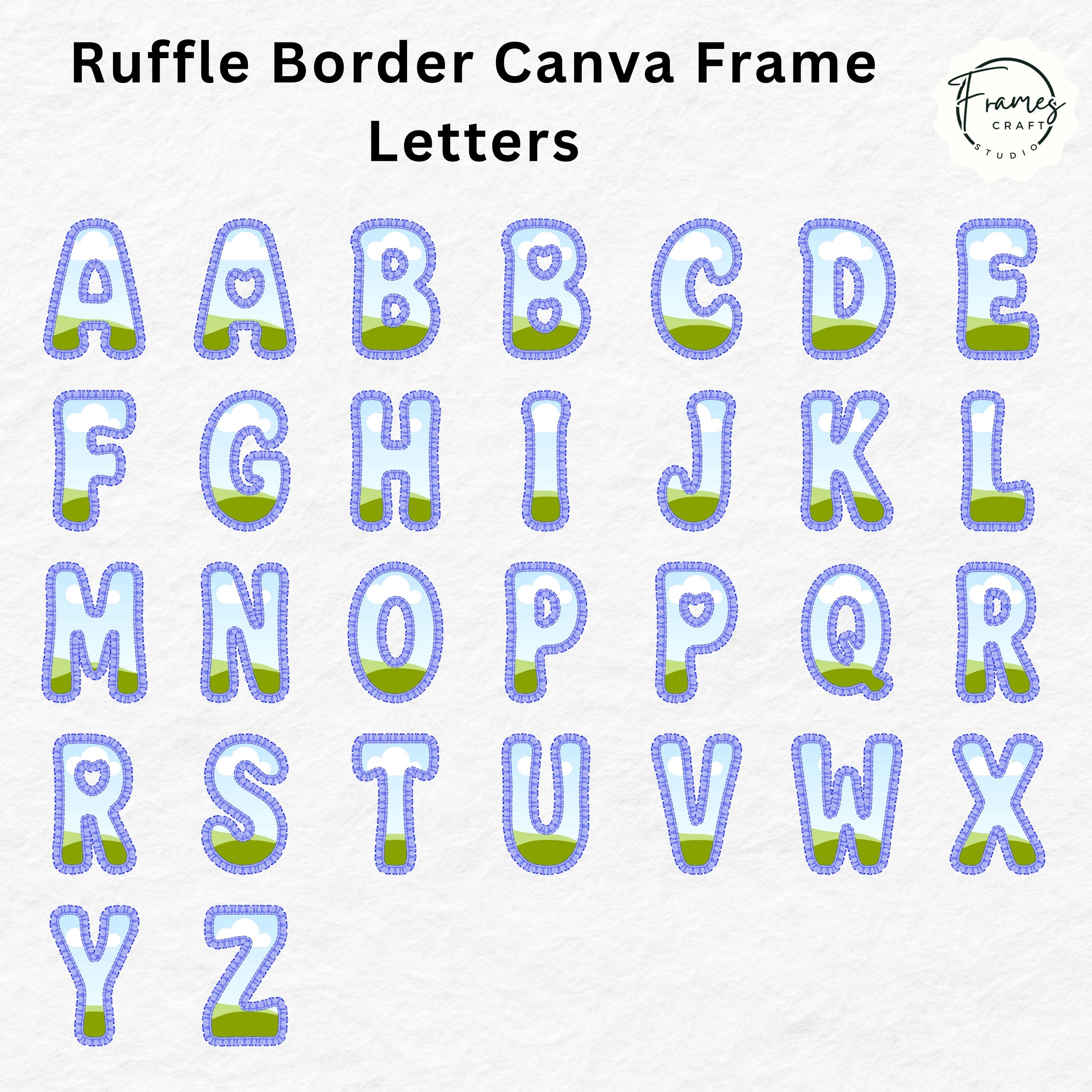 Ruffle Border Canva Letters & Frames: Digital Alphabet Template (PDF ...