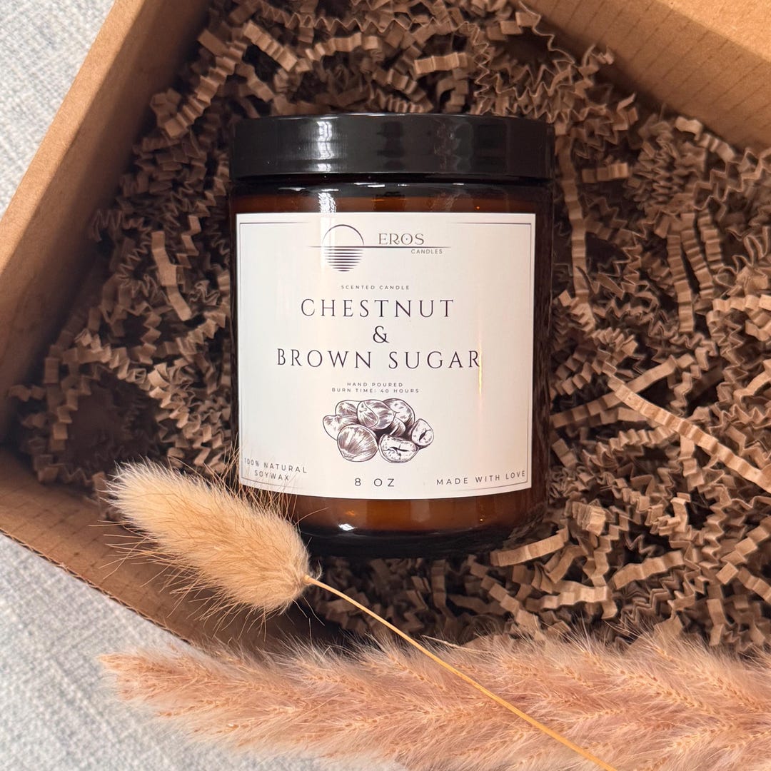 Chestnut & Brown Sugar | Scented Candle Natural Soy Wax | Hand Poured ...