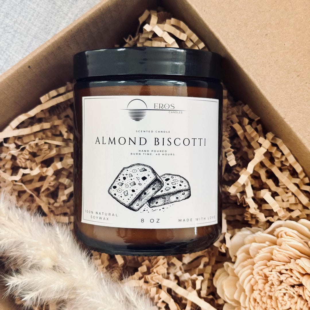 Almond Biscotti Scented Candle | 100% Natural Soy Wax | Hand Poured | 4 ...