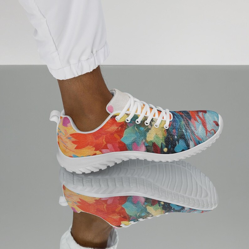 Men's Athletic Shoes With Vibrant Floral Abstract Design, Colorful ...