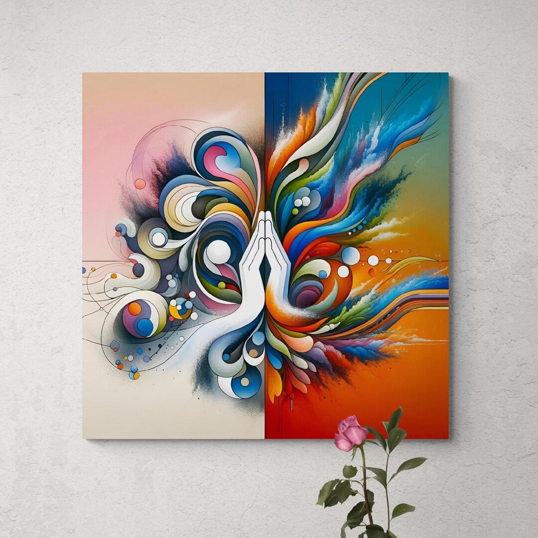 Abstract Prayer Hands Canvas Print Vibrant Wall Art for Inspiration and ...