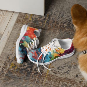 Men's Athletic Shoes With Vibrant Floral Abstract Design, Colorful ...