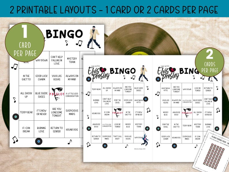 Elvis Presley Music Bingo | Printable Songs Game for Family Fun ...