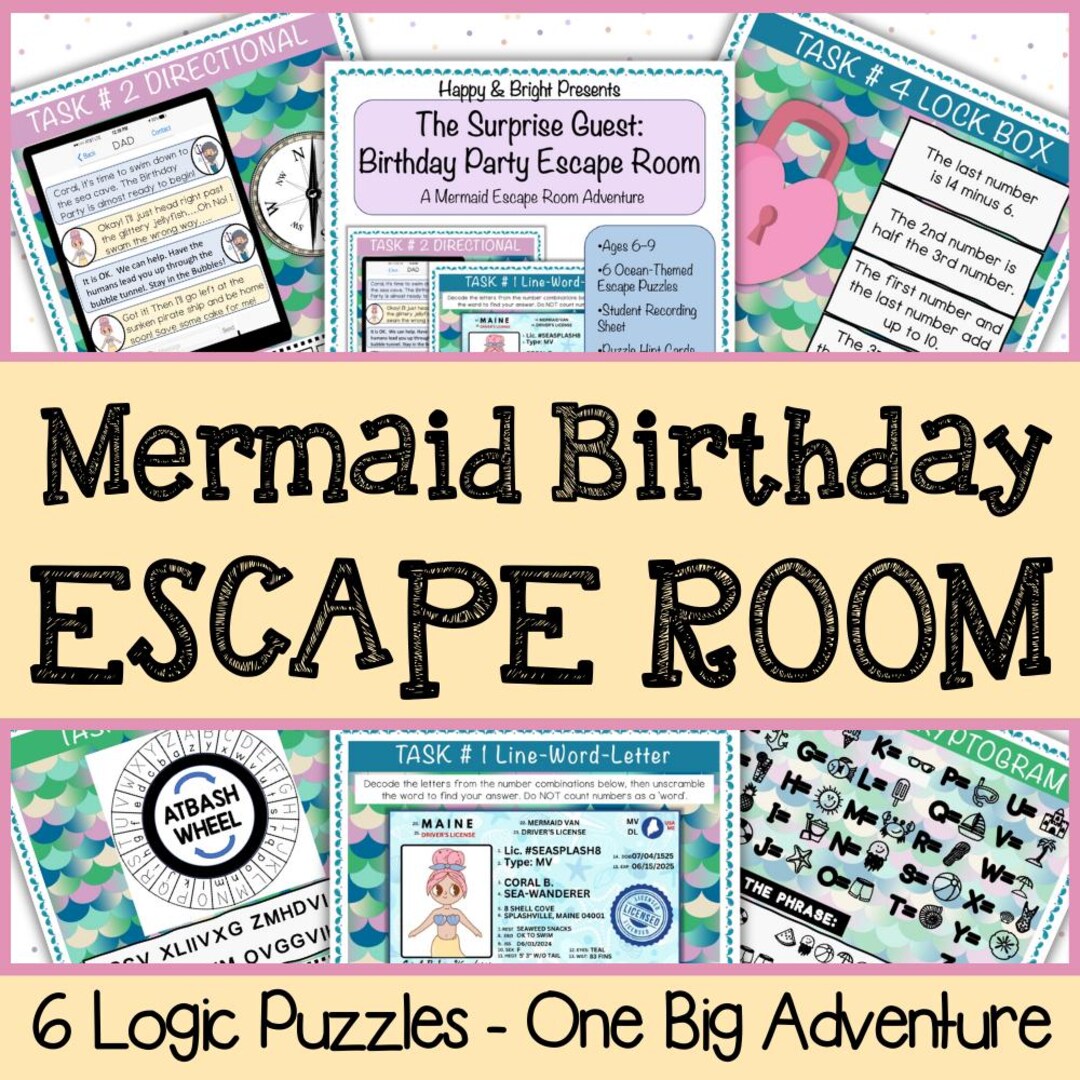 Mermaid Escape Room for Kids - DIY Printable Game – Birthday Escape ...