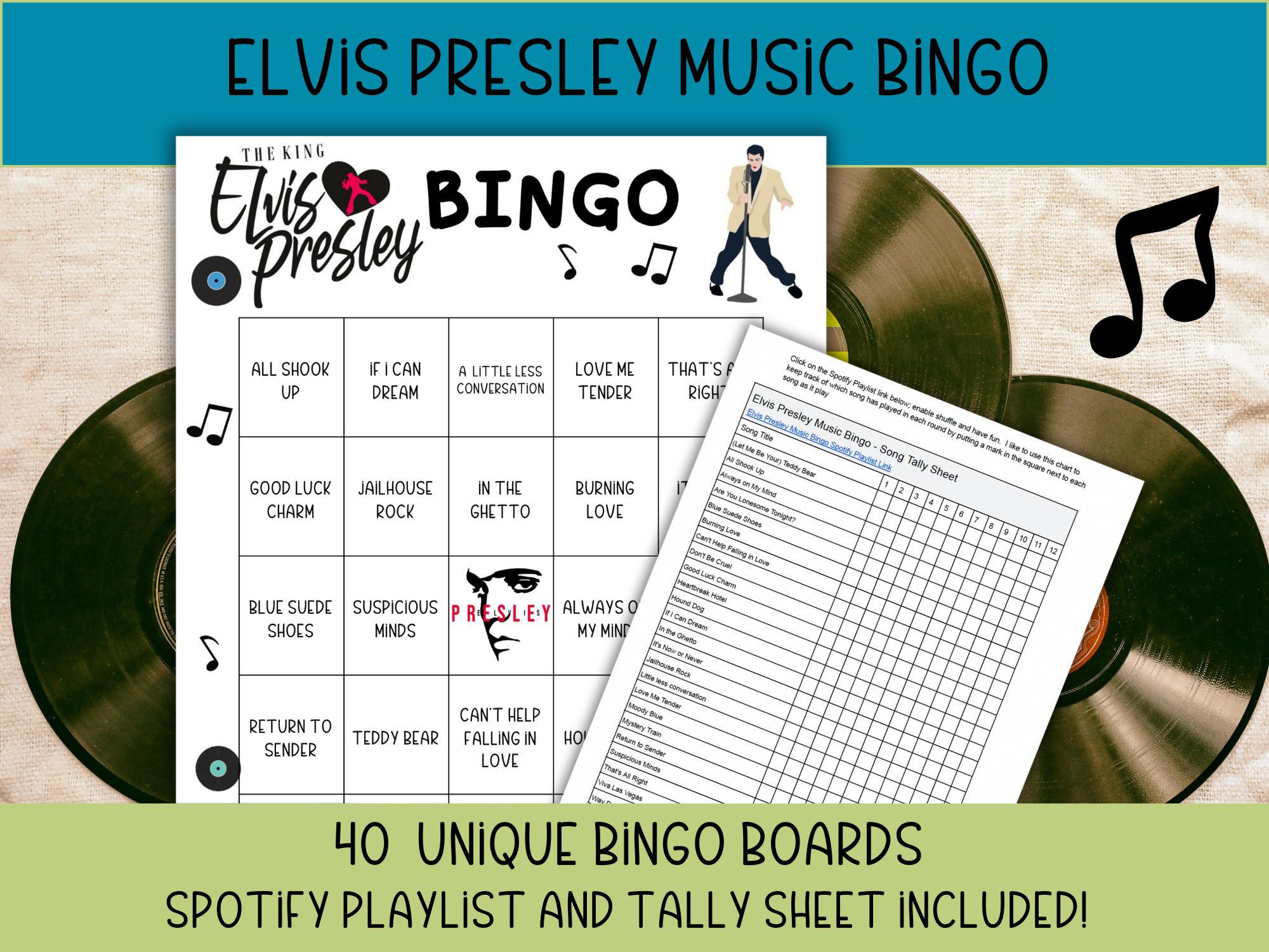 Elvis Presley Music Bingo Game | Printable Classroom Activity | Spotify ...