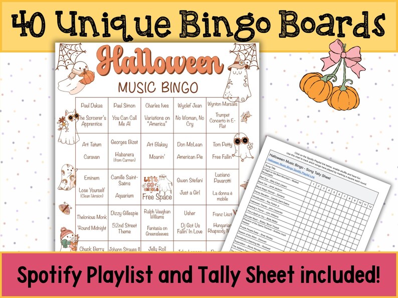 Halloween Music Bingo | Printable Songs, Party Game for Kids, Family ...