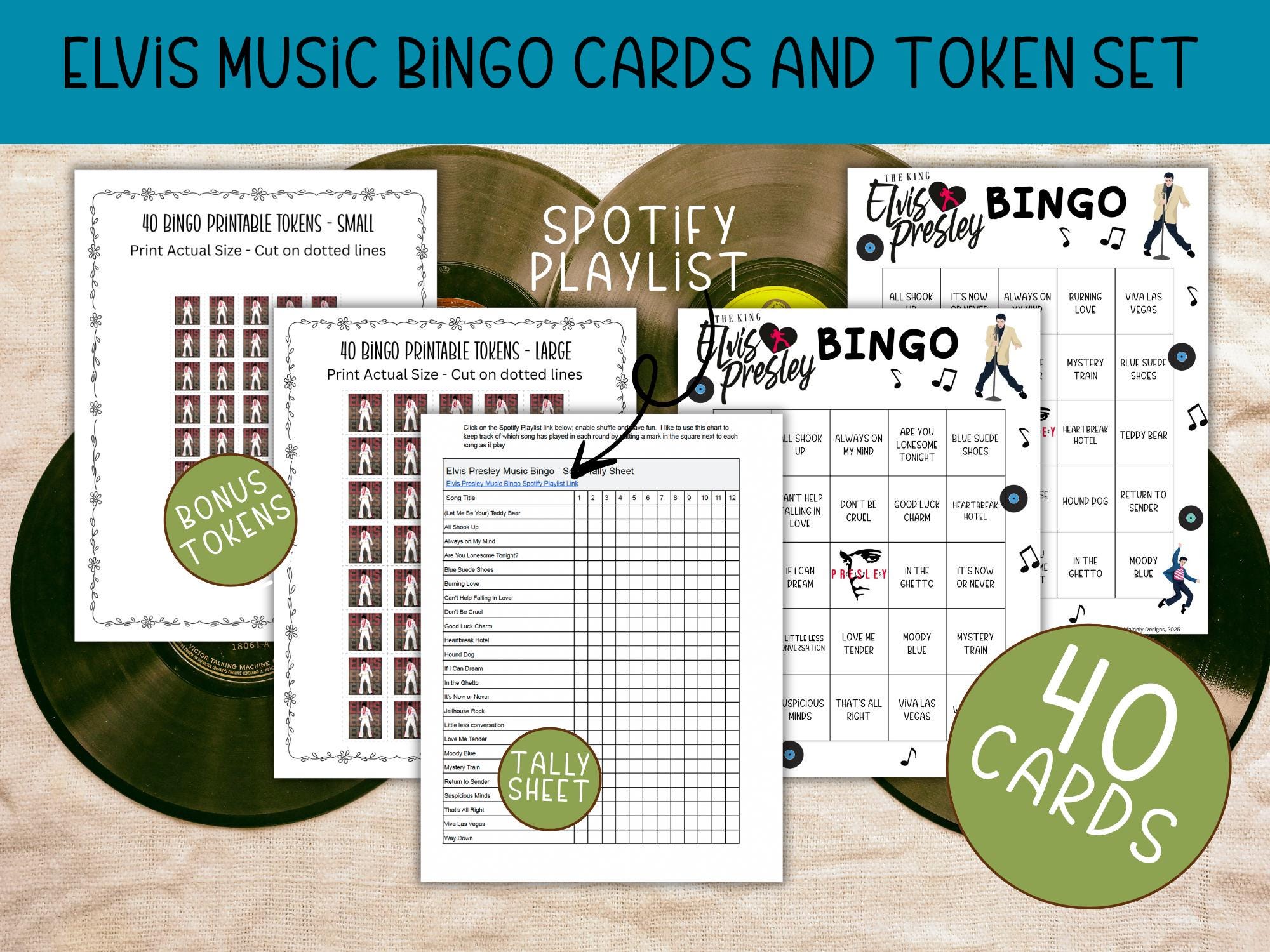 Elvis Presley Music Bingo Game | Printable Classroom Activity | Spotify ...