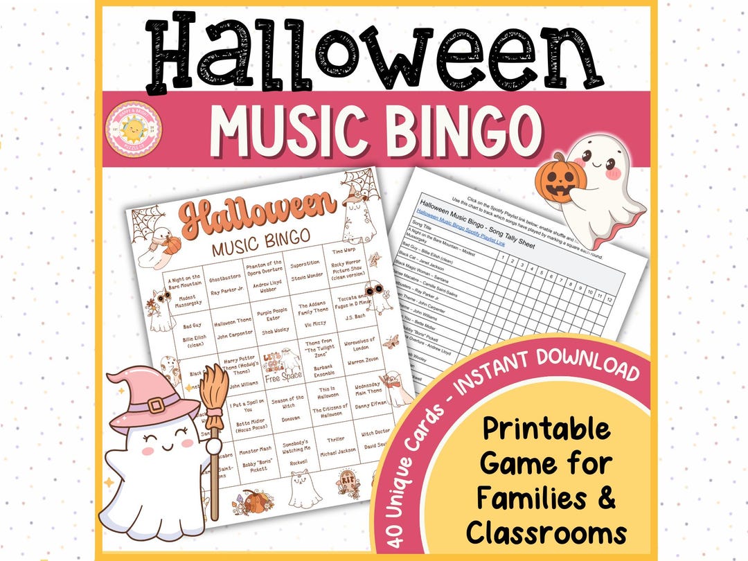 Halloween Music Bingo | Printable Songs, Party Game for Kids, Family ...
