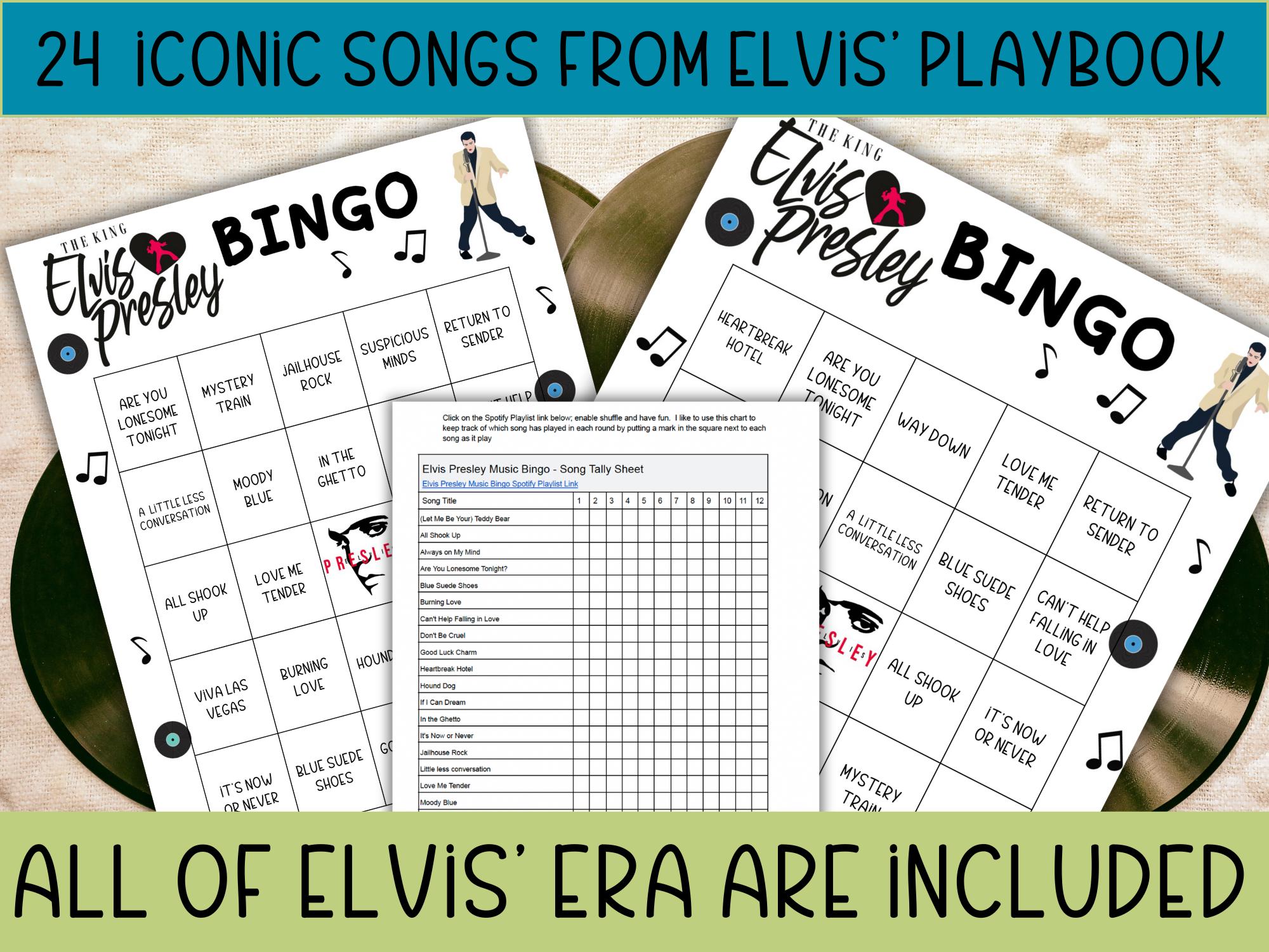 Elvis Presley Music Bingo | Printable Songs Game for Family Fun ...