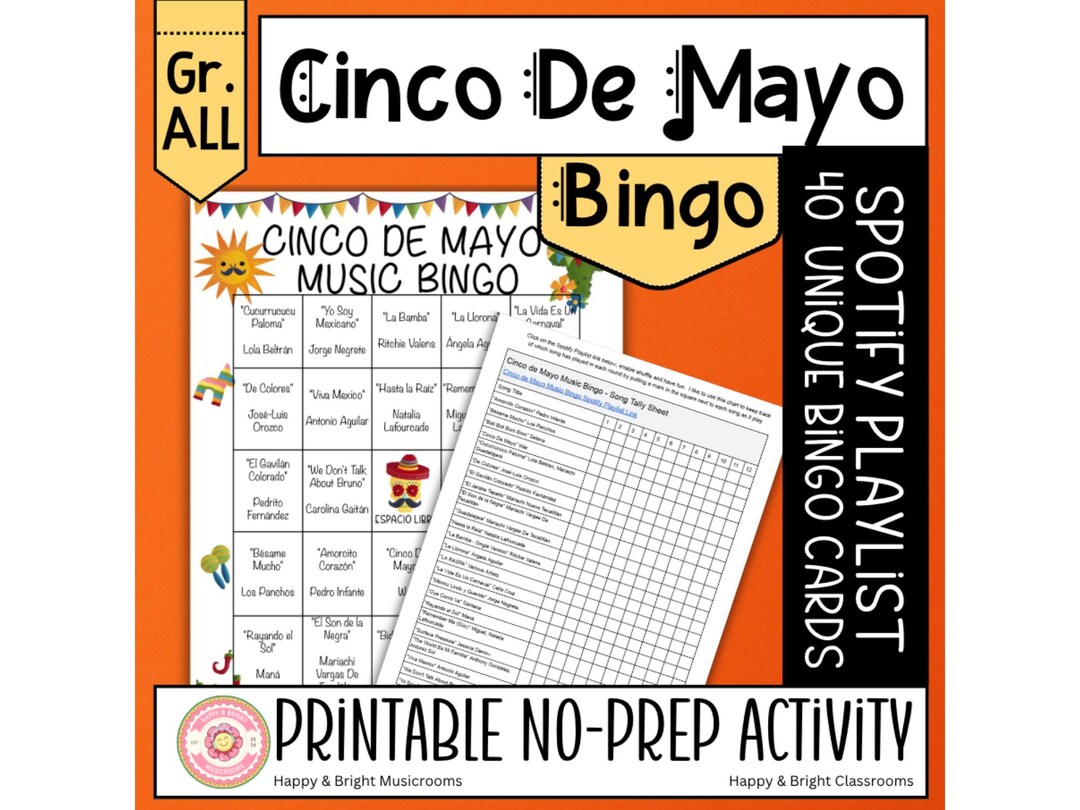 Cinco De Mayo Bingo | Printable Music Game for Kids, Families ...