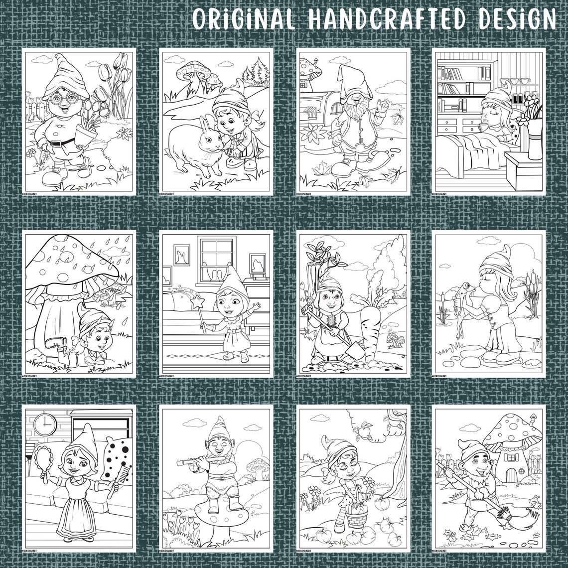 Whimsical Gnome Coloring Page – Fun Printable for Kids and Adults - Etsy
