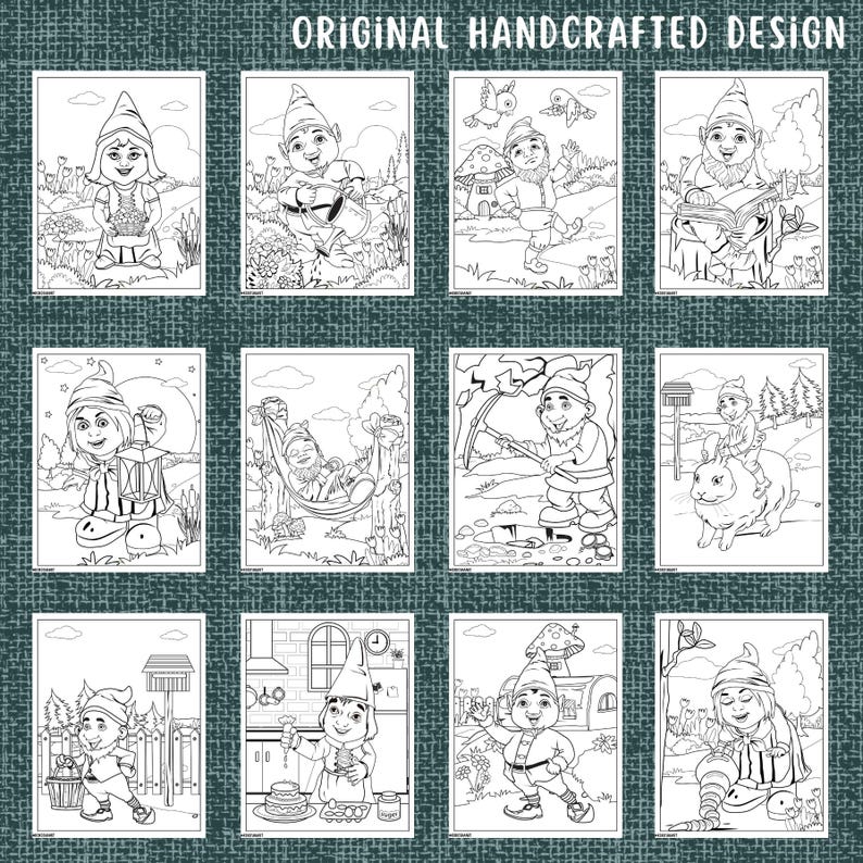 Whimsical Gnome Coloring Page – Fun Printable for Kids and Adults - Etsy