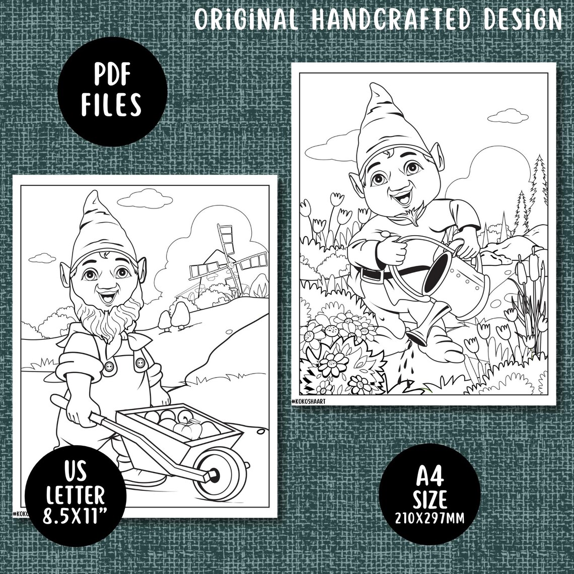 Whimsical Gnome Coloring Page – Fun Printable for Kids and Adults - Etsy