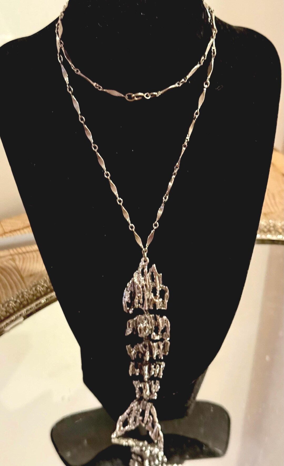 Vintage Tortolani Silver Modernist Pendant Necklace | 1960s Sculptured ...