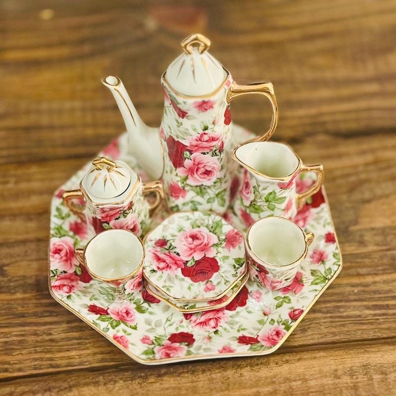 Pink Rose Tea Set - Etsy