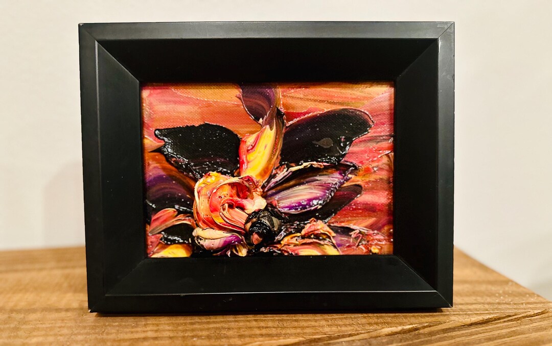 Renea Menzies 3D Sculpted Flower Oil Painting: Unique Textured Art (5x7 ...